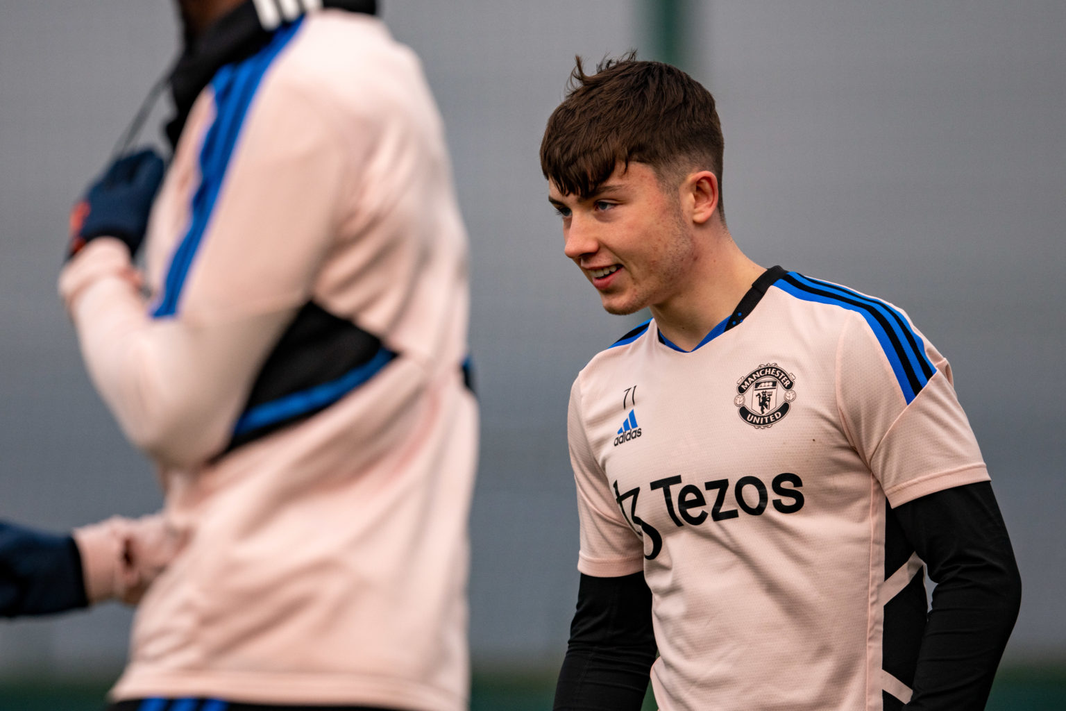 Dan Gore and Toby Collyer train with Manchester United first team