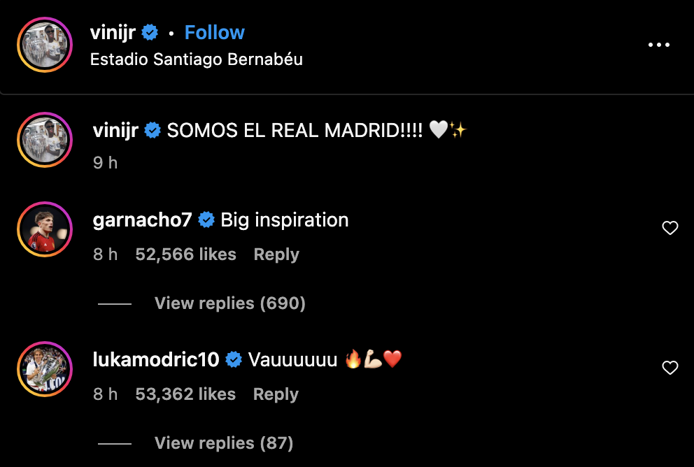 Alejandro Garnacho sums up Vinicius Junior masterclass for Real Madrid ...